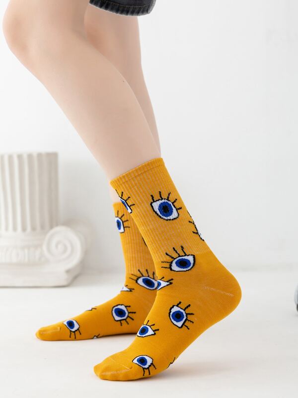 Eye Pattern Crew Socks | SHEIN EUR