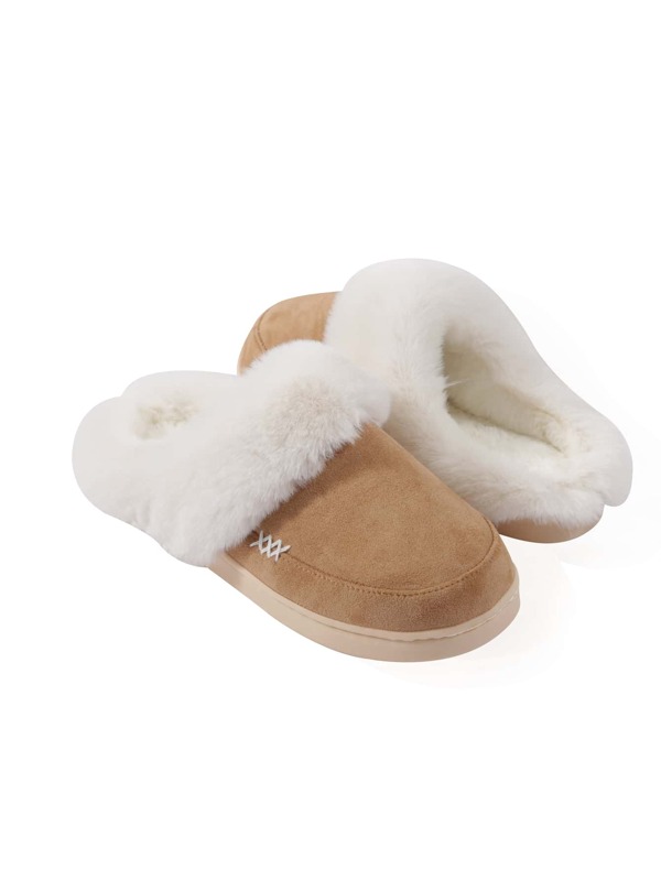Women's Stitch Detail Thermal Lined Faux Suede Bedroom Slippers | SHEIN UK