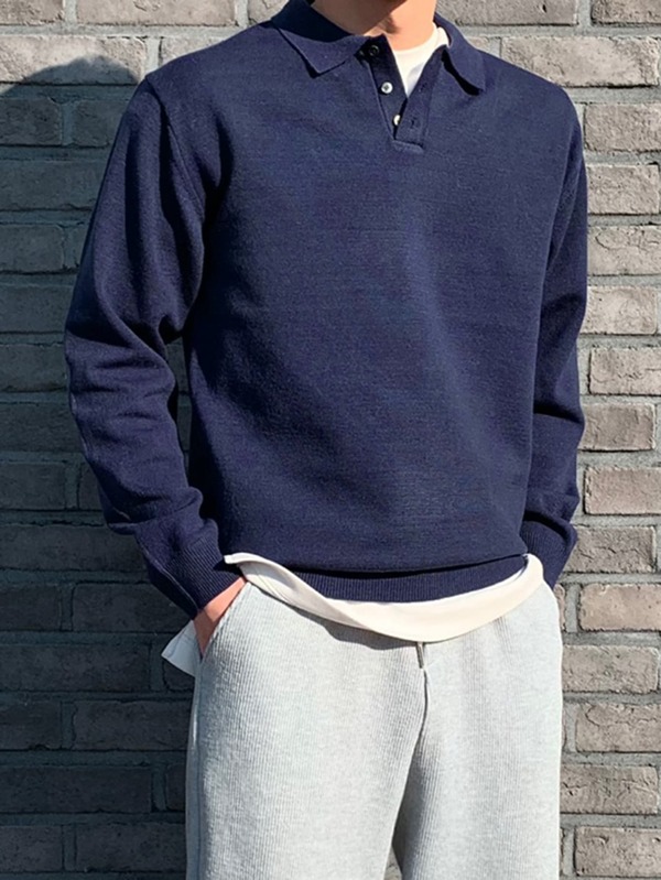DAZY Men Solid Polo Neck Jumper | SHEIN UK