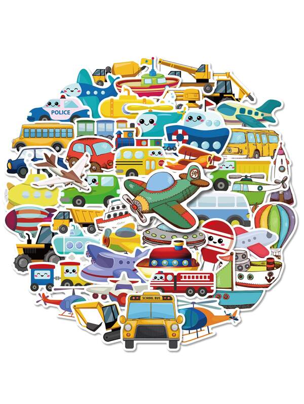 50 pièces Autocollant à imprimé transport | Mode en ligne | SHEIN FRANCE