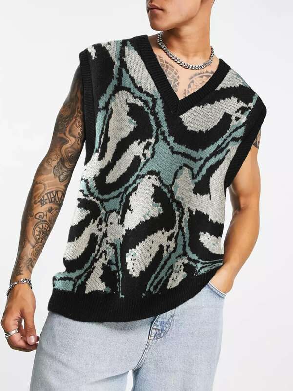 Manfinity EMRG Men Graphic Pattern Sweater Vest | SHEIN USA