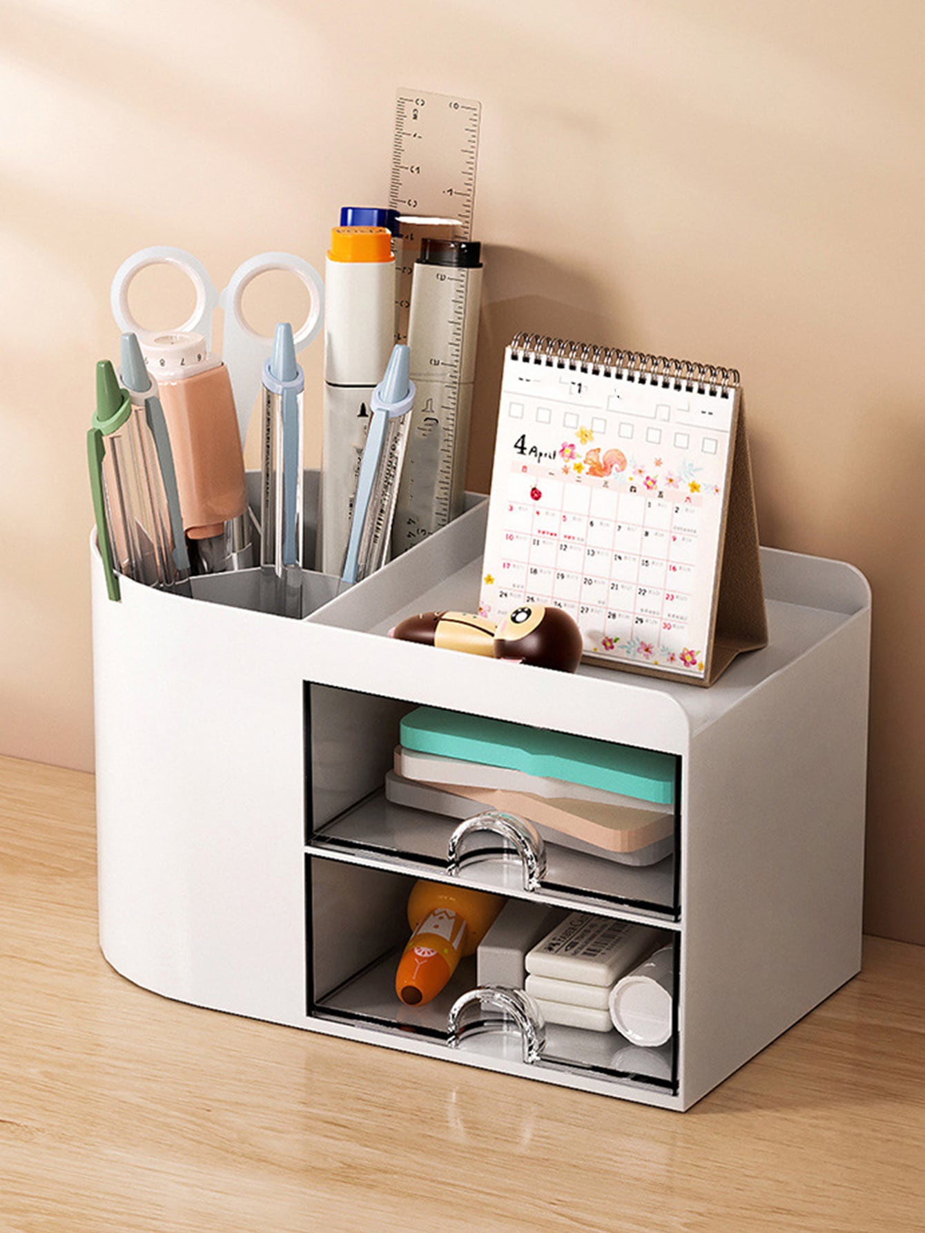 1pc Multifunction Plain Color Pen Holder