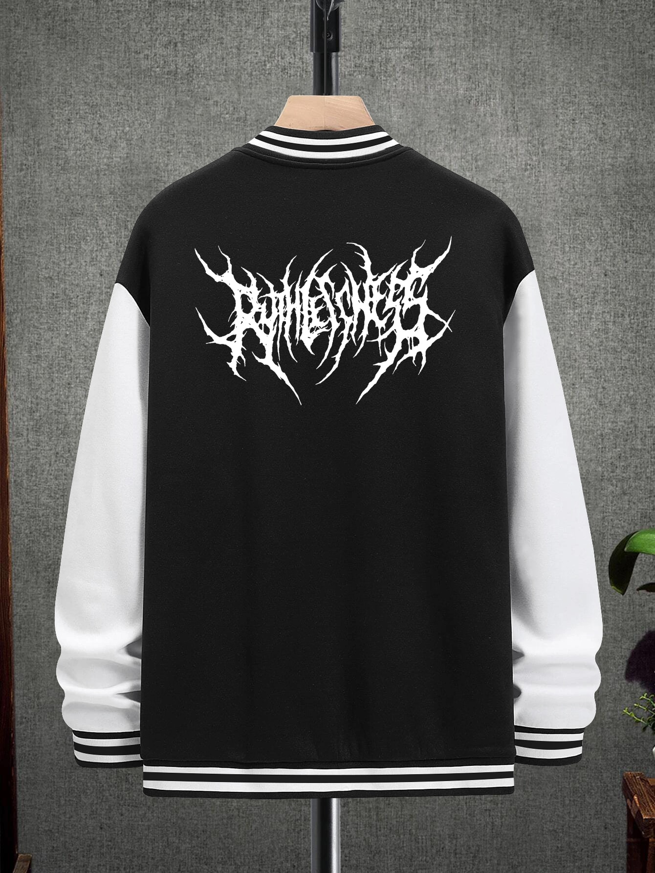 ROMWE Men Letter Graphic Two Tone Thermal Varsity Jacket | SHEIN USA