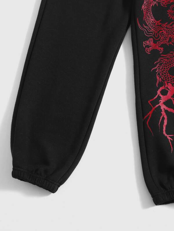 SHEIN Girls Japanese Letter & Chinese Dragon Graphic Sweatpants for ...