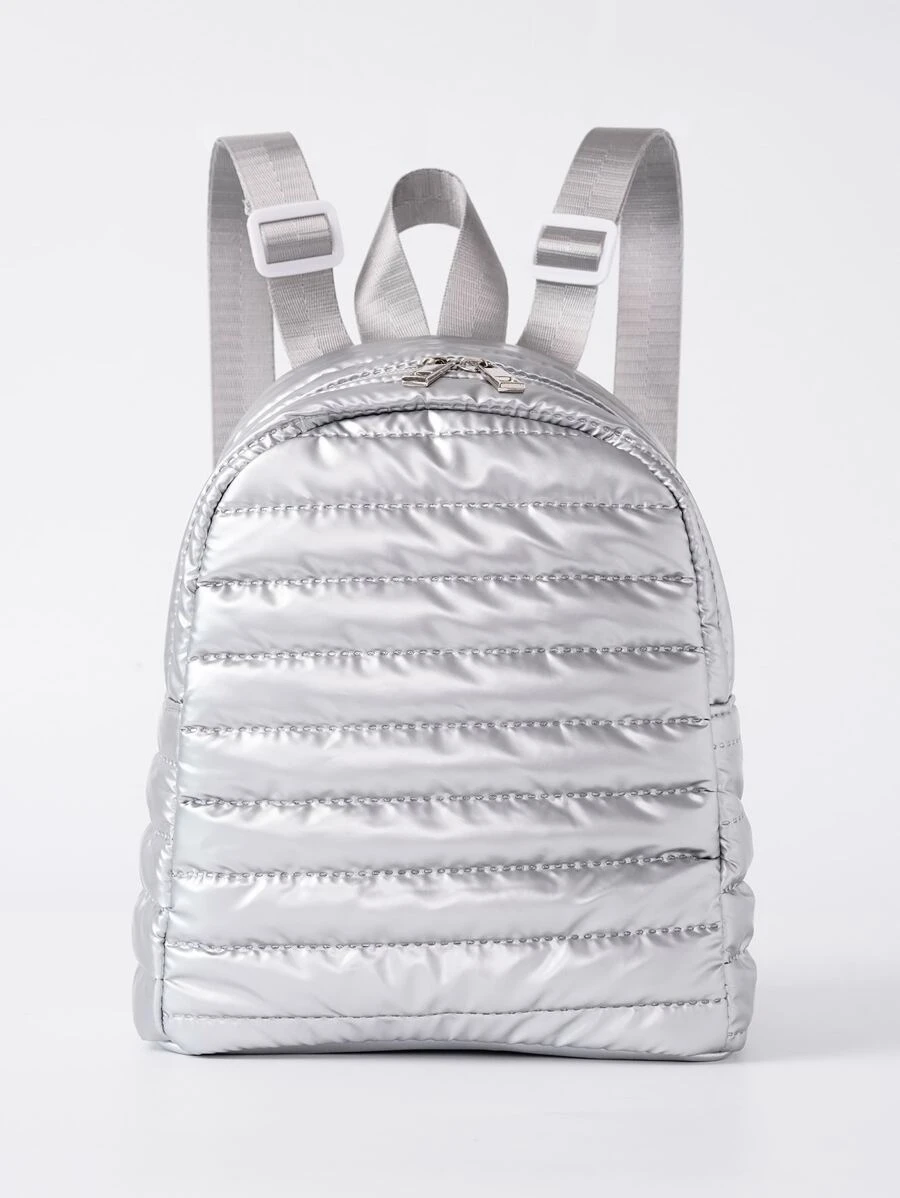 Mini Metallic Geometric Quilted Classic Backpack | SHEIN USA