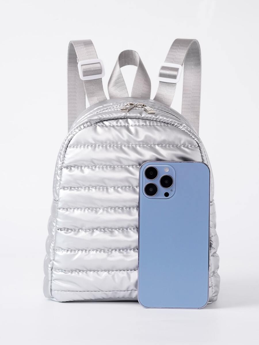 Mini Metallic Geometric Quilted Classic Backpack | SHEIN USA