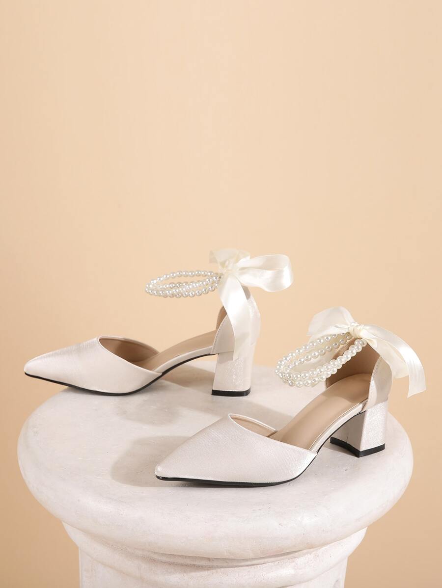 Sapatos de Salto Alto de Bico Fino com Tira no Tornozelo, Salto Alto Elegante de Cor Sólida ...