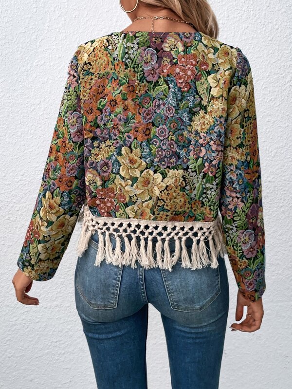 SHEIN LUNE Boho Bloemen Jas Rand | SHEIN Nederland