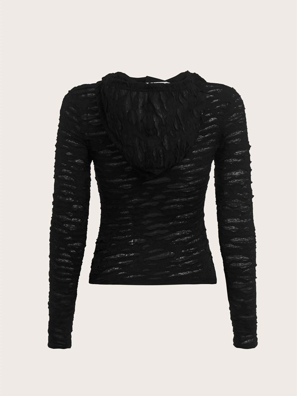 Shein Icon Ripped Sheer Hoodie Without Bra Shein Usa