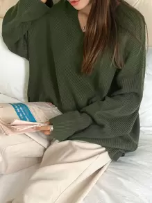 DAZY V Neck Drop Shoulder Sweater,Fall Clothes | SHEIN USA