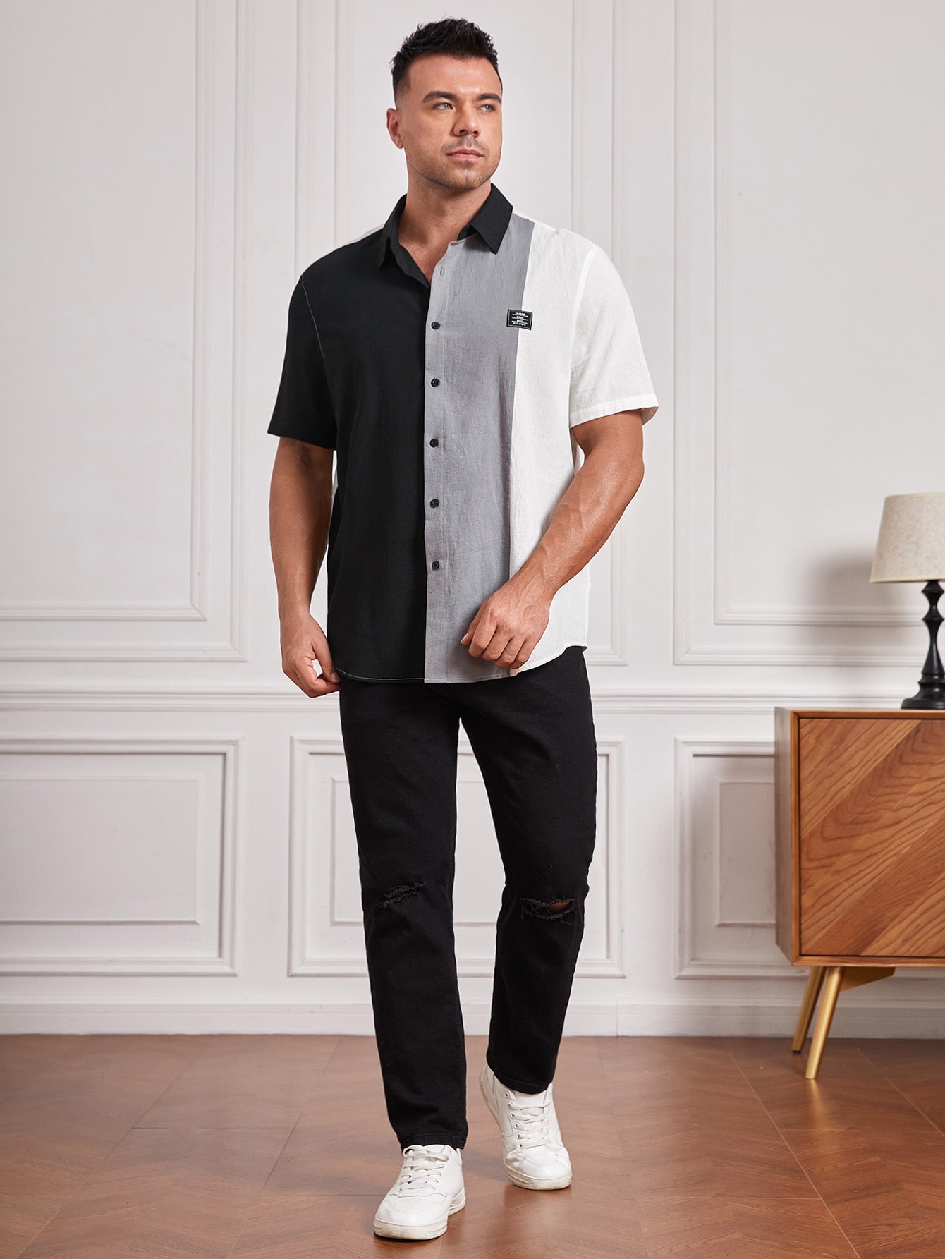 Manfinity Men Colorblock Button Up Shirt | SHEIN USA