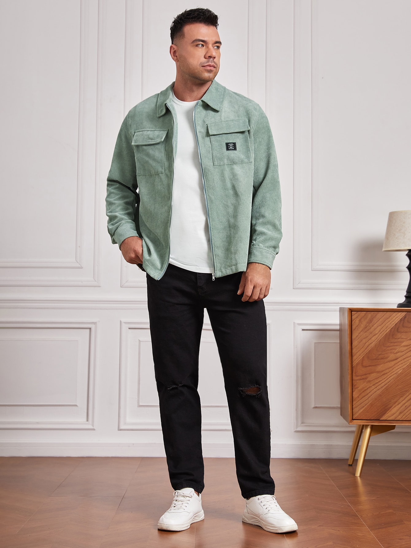 Manfinity Men Flap Pocket Corduroy Coat | SHEIN UK