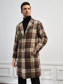 Manfinity Men Plaid Lapel Neck Slant Pockets Overcoat | SHEIN USA