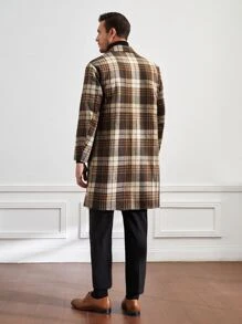 Manfinity Men Plaid Lapel Neck Slant Pockets Overcoat | SHEIN USA