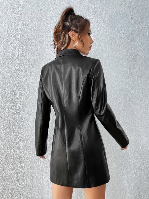 Shein Privé Double Breasted Lapel Neck Pu Leather Coat Shein Usa