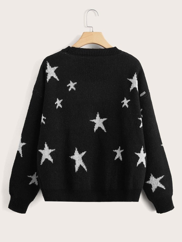 Grunge Punk Star Pattern Button Front Cardigan | SHEIN USA