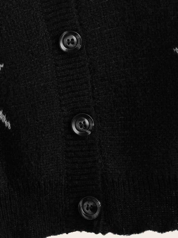 Grunge Punk Star Pattern Button Front Cardigan | SHEIN USA
