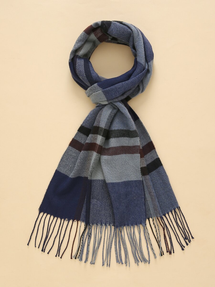 Men Plaid Pattern Fringe Hem Scarf | SHEIN USA