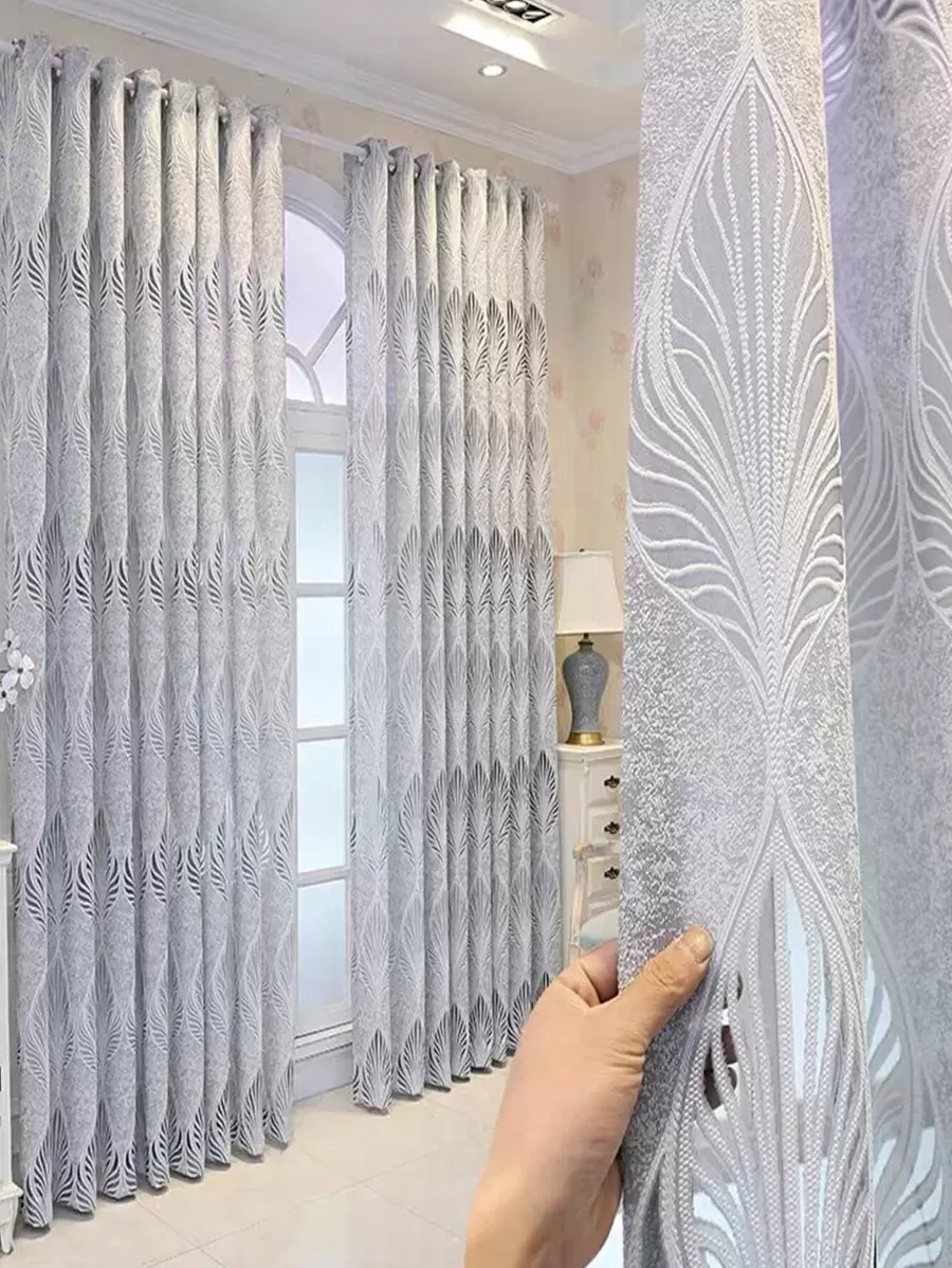 Jacquard Feather Single Panel Curtain, Modern Jacquard Design Single ...