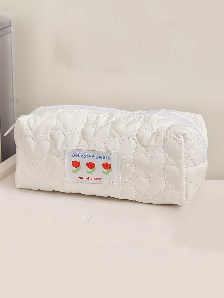 1pc Quilted Heart Pencil Case | SHEIN USA