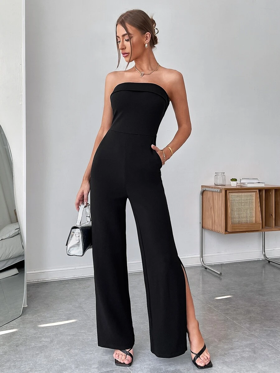 SHEIN BAE Split Leg Tube Jumpsuit | SHEIN USA