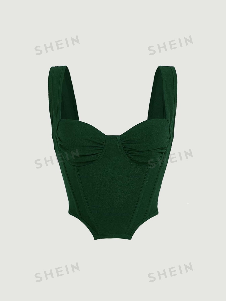 SHEIN MOD Ruched Bust Hanky Hem Wide Straps Top | SHEIN UK