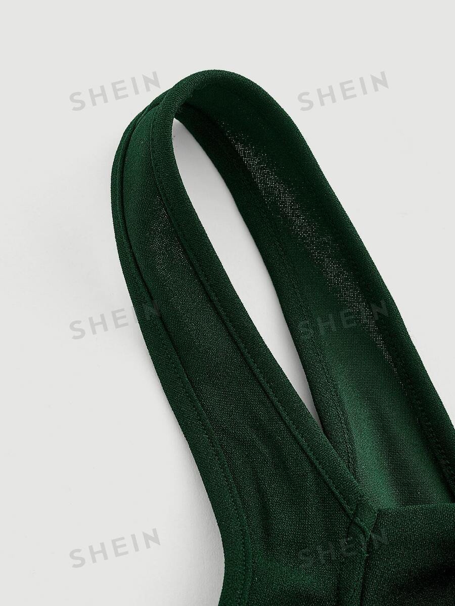 SHEIN MOD Ruched Bust Hanky Hem Wide Straps Top | SHEIN UK