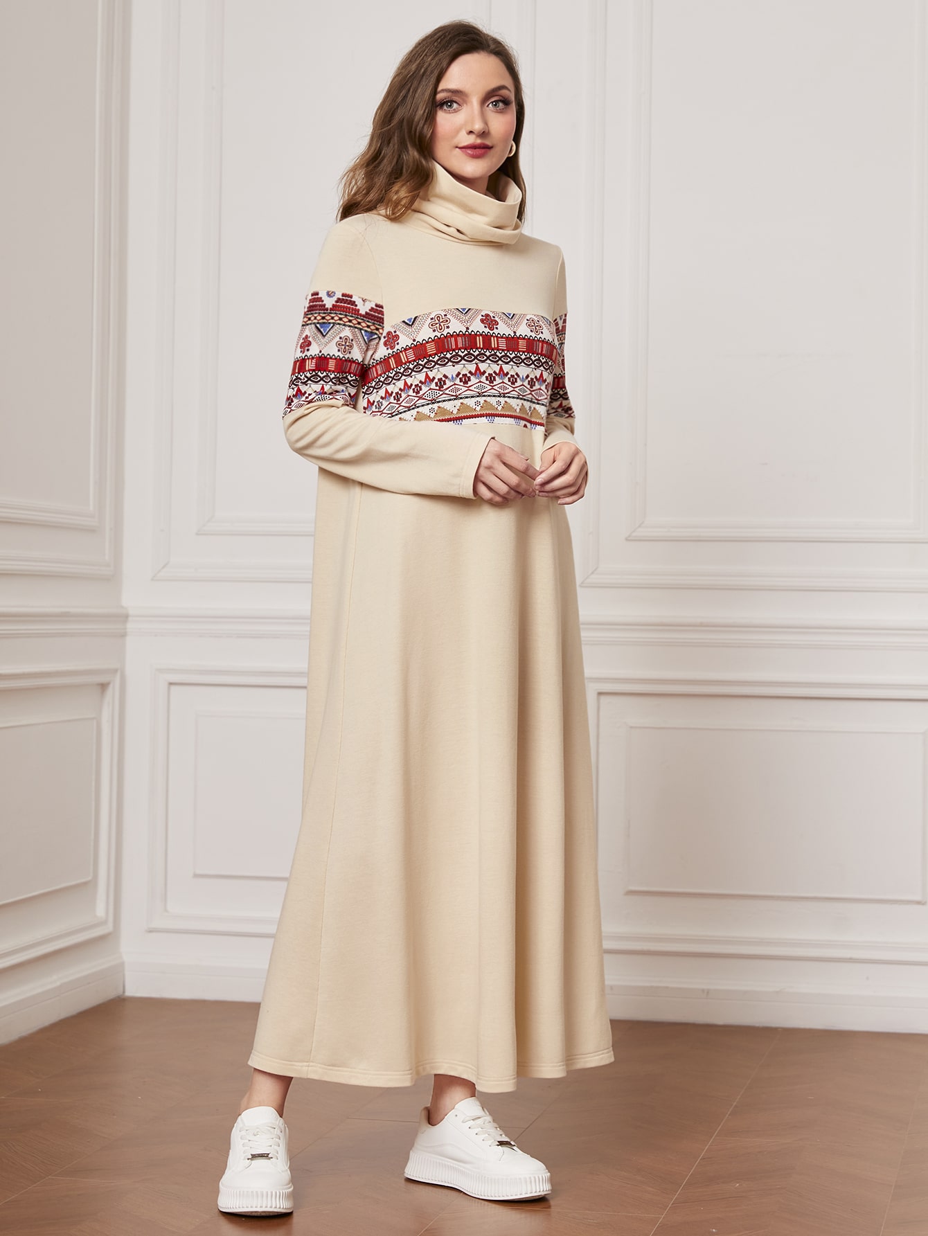 Shein Mulvari Funnel Neck Geo Print Tee Dress Shein Uk