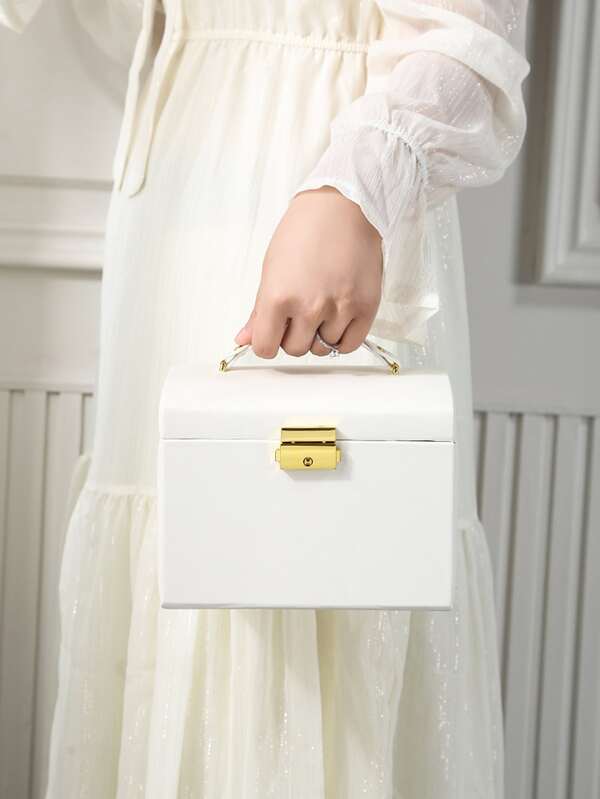 1PC Luxury PU Leather Drawer Jewelry Boxes Mirror Ring Earring Necklace ...