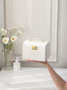 1PC Luxury PU Leather Drawer Jewelry Boxes Mirror Ring Earring Necklace ...