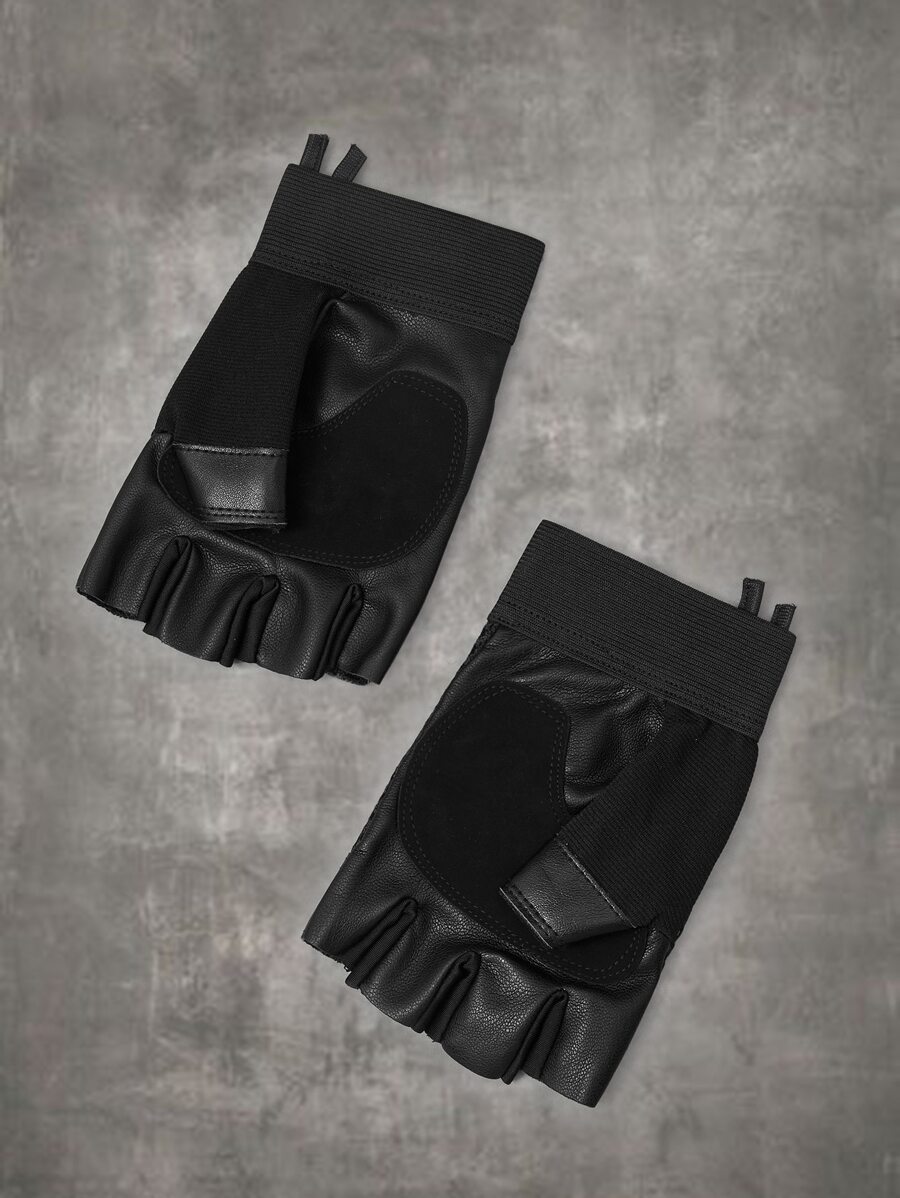 ROMWE Grunge Punk Skull Print Studded Decor Fingerless Gloves | SHEIN UK