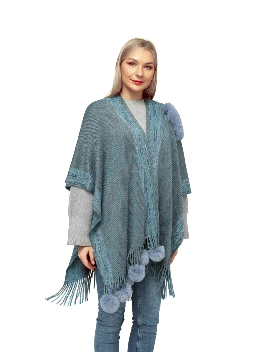 Pompom Decor Fringe Trim Shawl | SHEIN USA