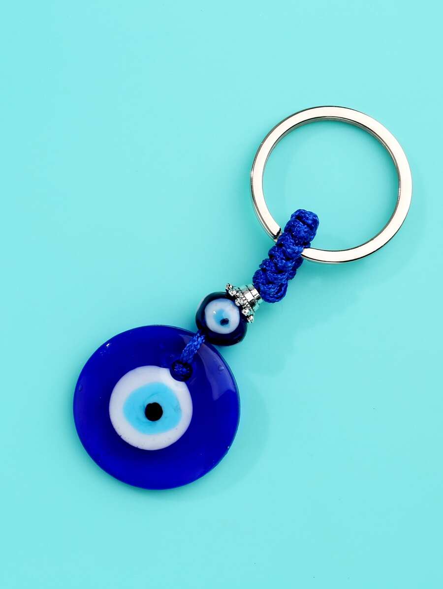 Boho 1pc Creative Women's Devil's Eye Glass Blue Keychain Weave Devil's ...