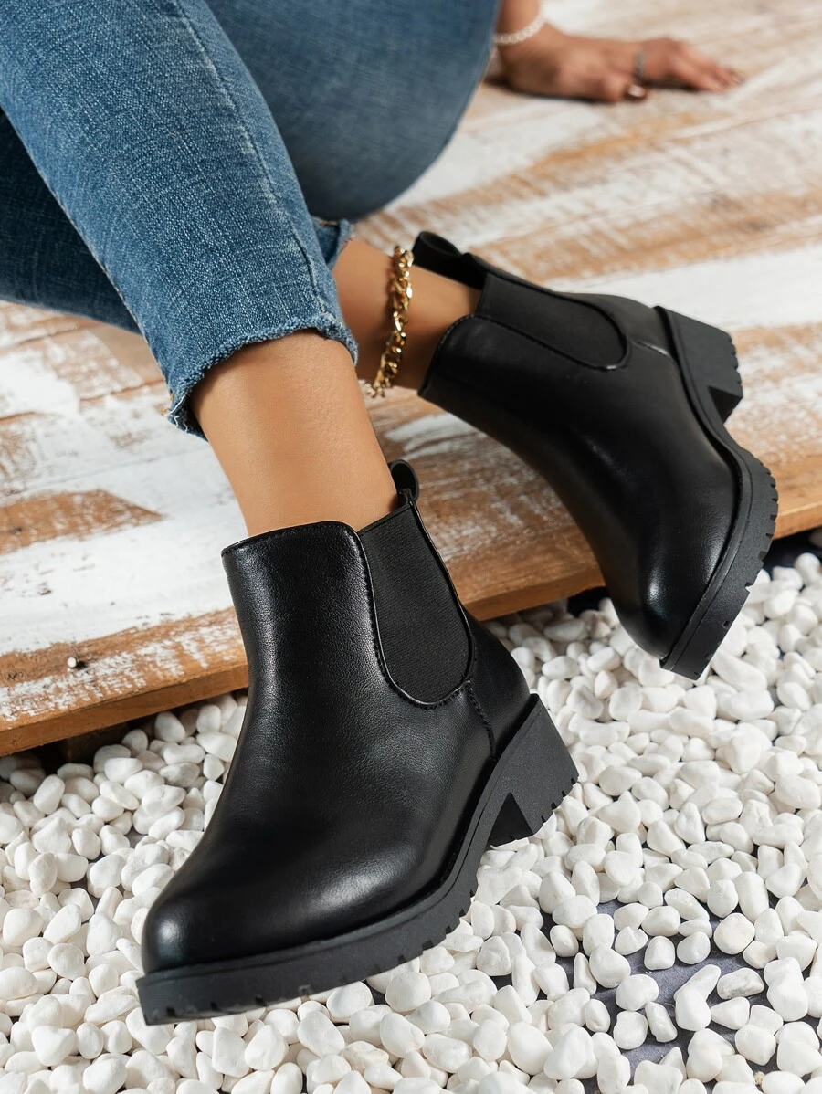 Women's Boots For Autumn And Winter, New Chunky Heel Chelsea Short ...