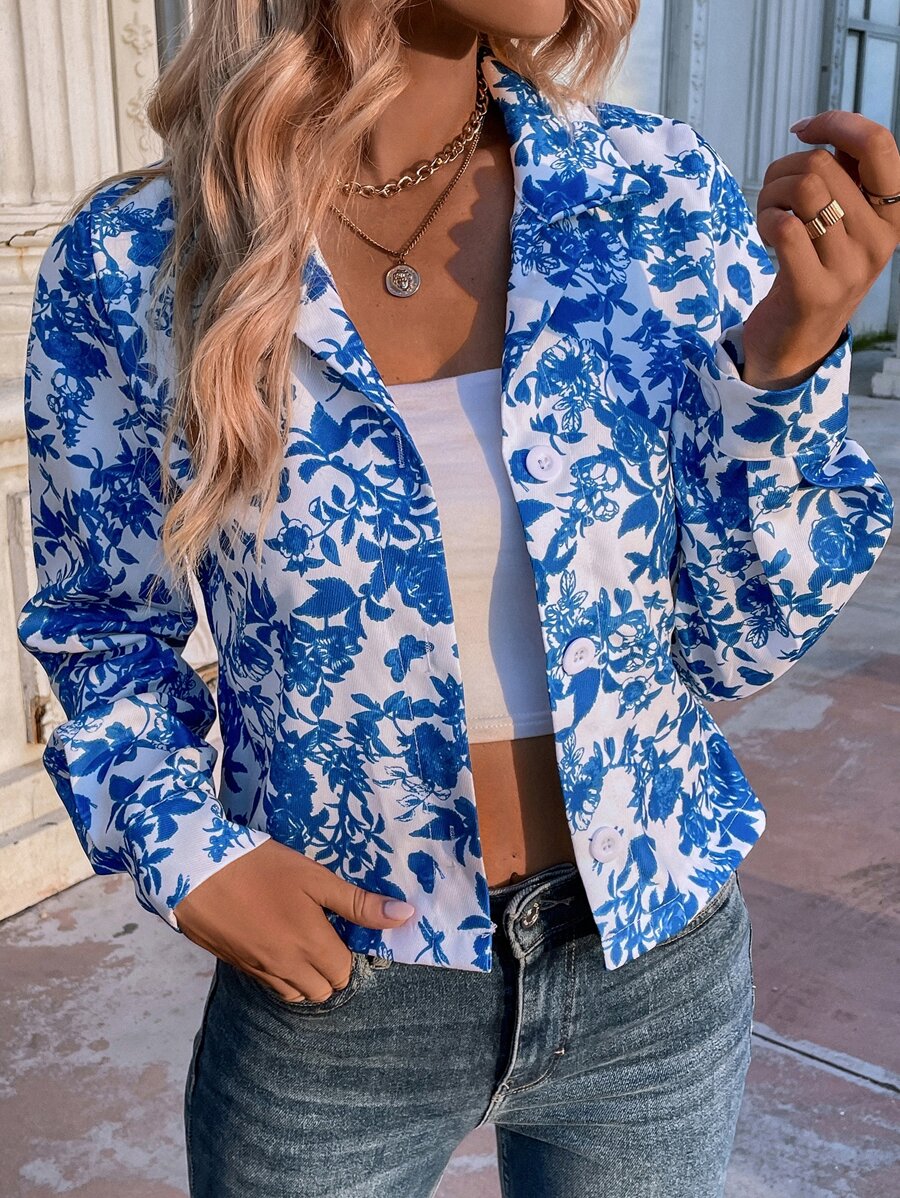 Allover Floral Print Jacket | SHEIN USA