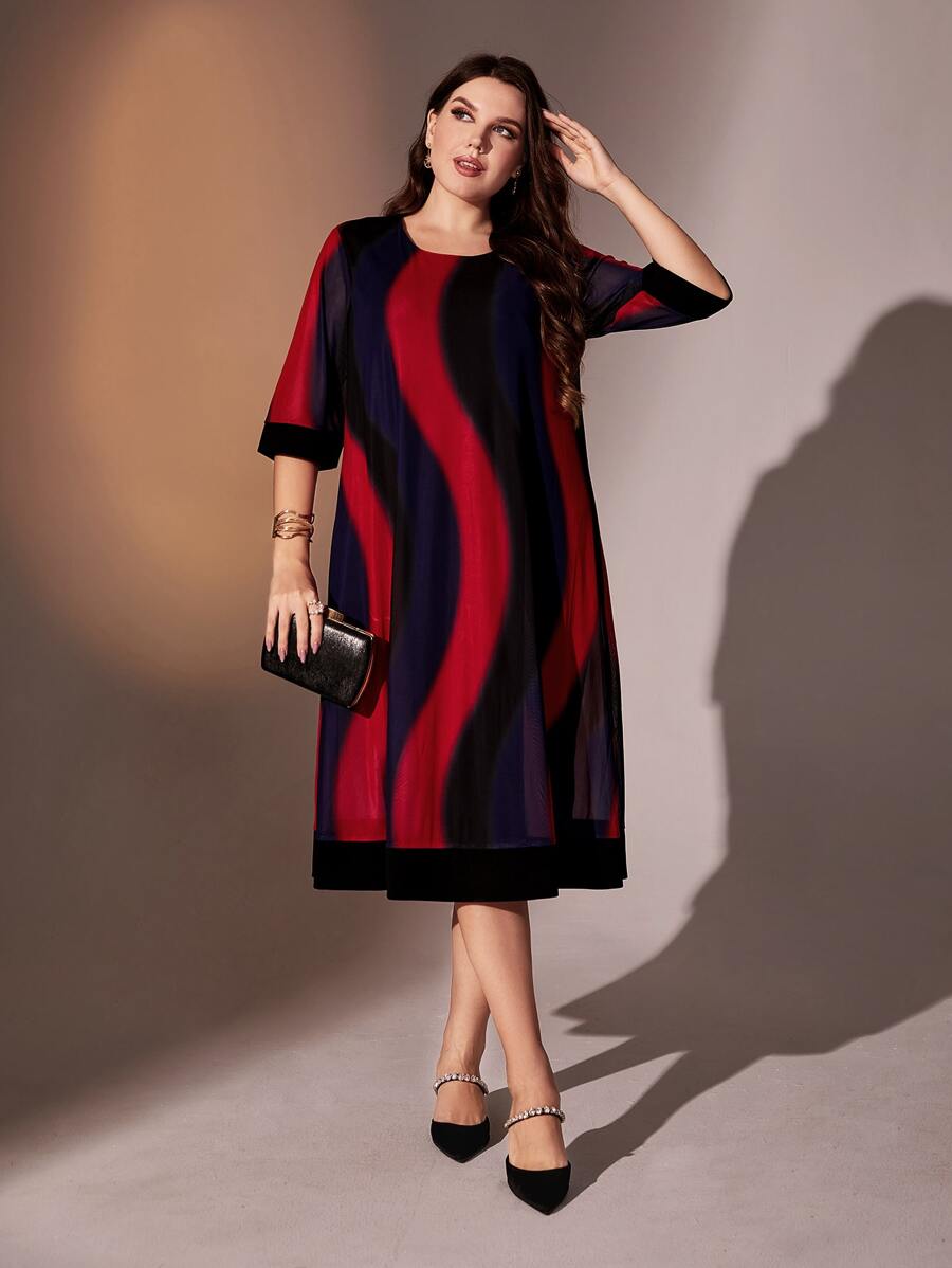 Mulvari Plus Colorblock Tunic Dress | SHEIN USA