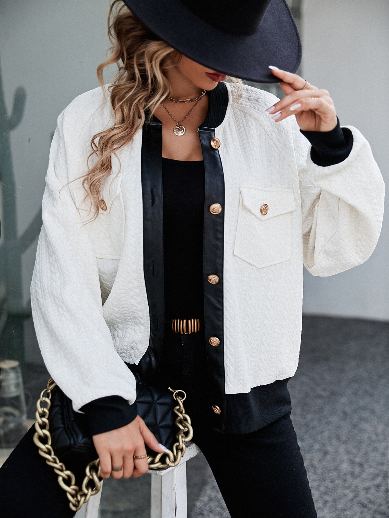 Contrast Trim Raglan Sleeve Bomber Jacket for Sale Australia| New ...