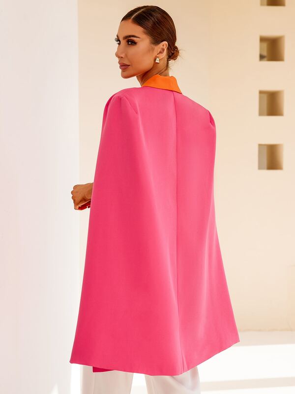 SHEIN Privé Shawl Collar Belted Cape Blazer | SHEIN USA