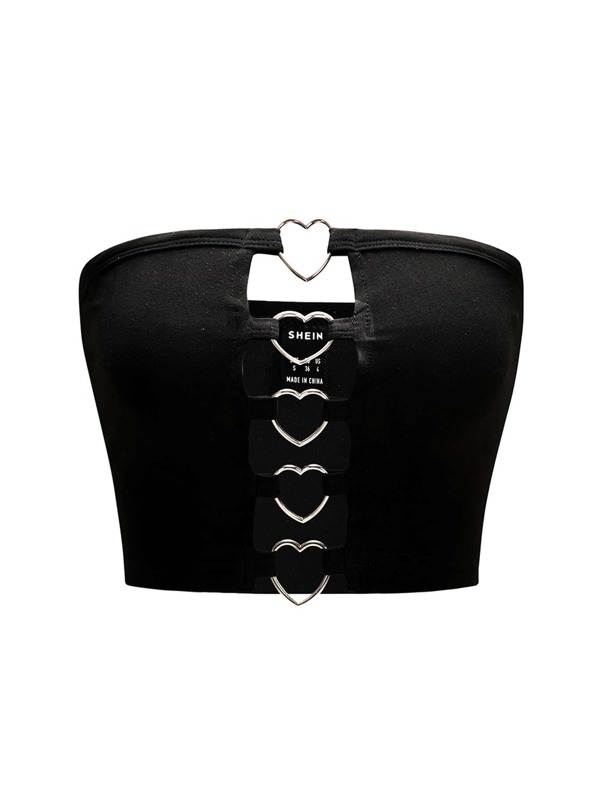SHEIN ICON Heart Ring Detail Tube Top | SHEIN UK