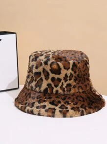 Leopard Print Pattern Fluffy Bucket Hat Street | SHEIN USA
