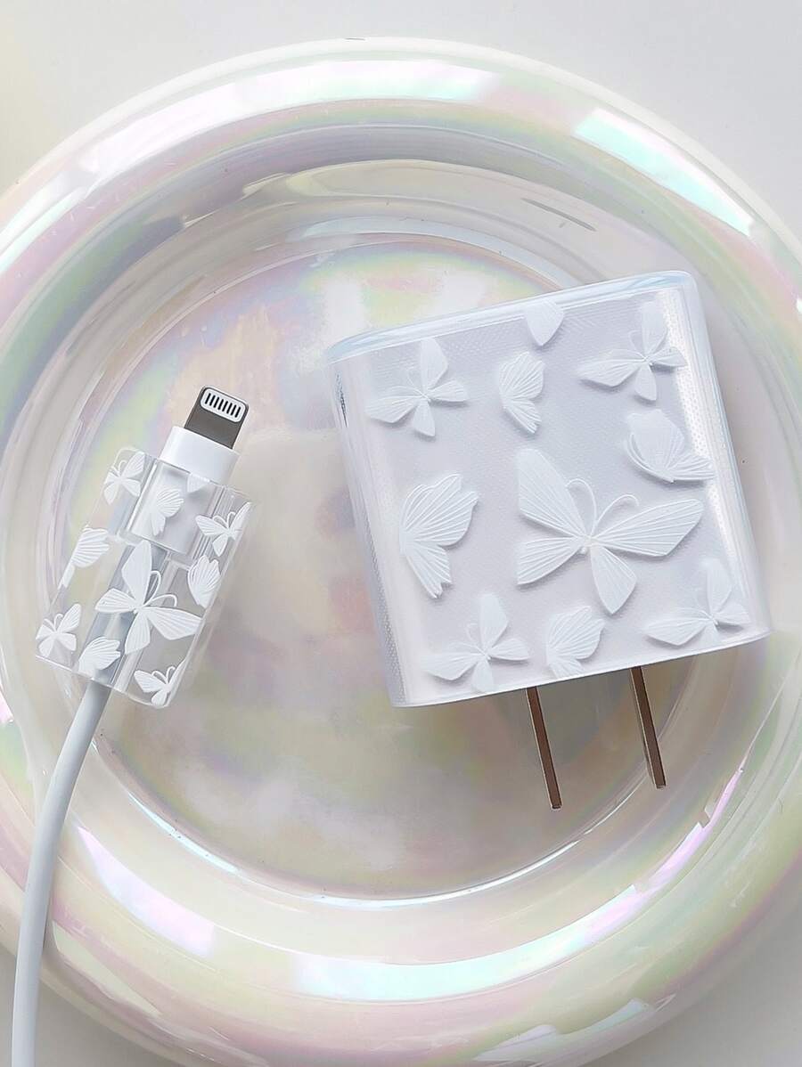 2pcs Butterfly Patterned Set, Protective Cover For Original Apple Fast ...