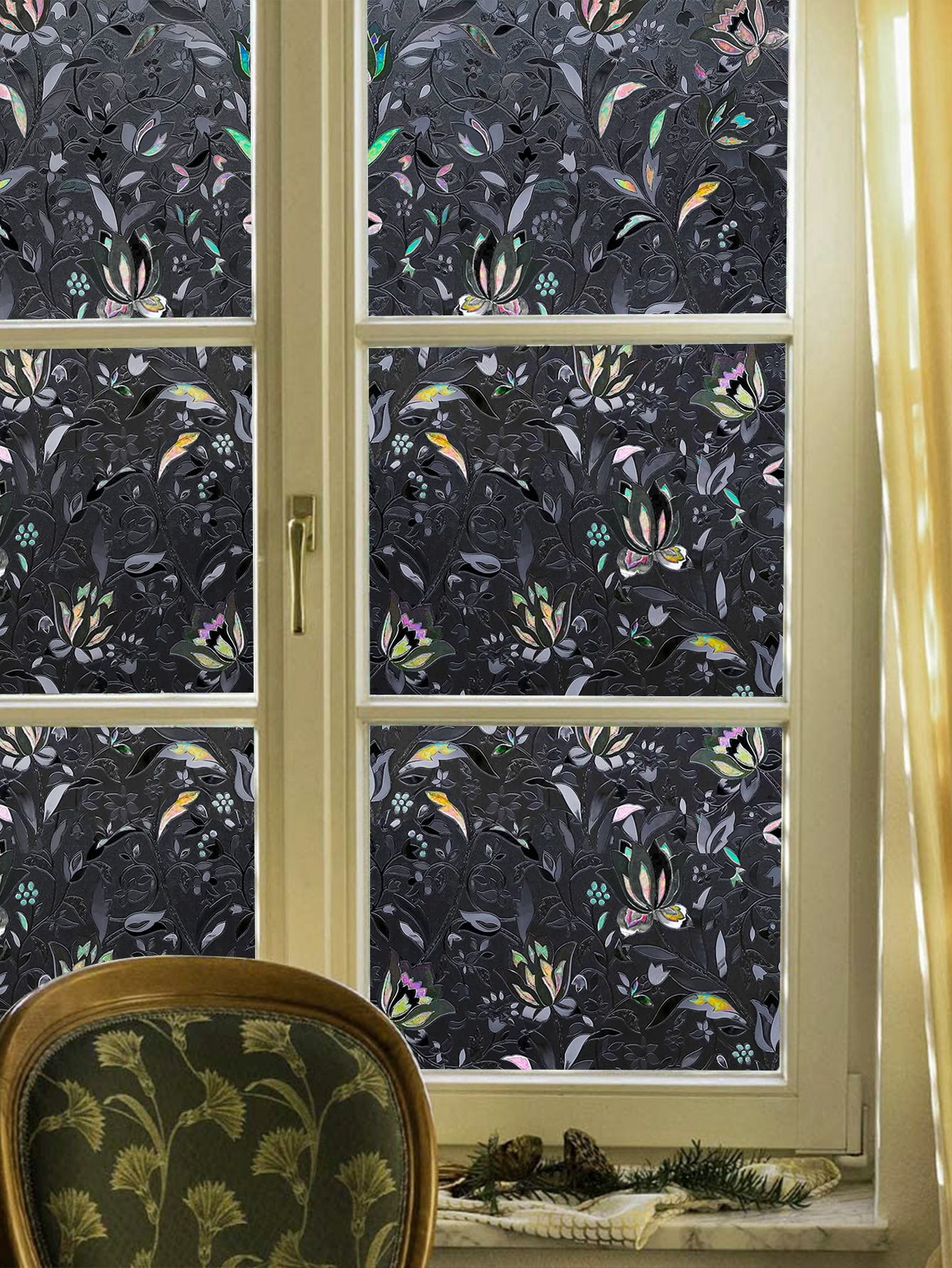 1pc Floral Pattern Window Decorative Film