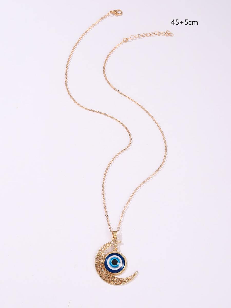 Evil Eye & Moon Pendant Necklace | SHEIN USA