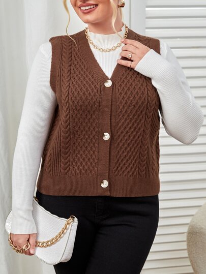 Plus Size Sweater Vests | Fashion Plus Size Sweater Vests | SHEIN USA