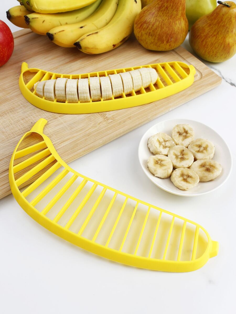 1pc Plain Plastic Banana Slicer, Yellow Banana Cutter For Kitchen ...