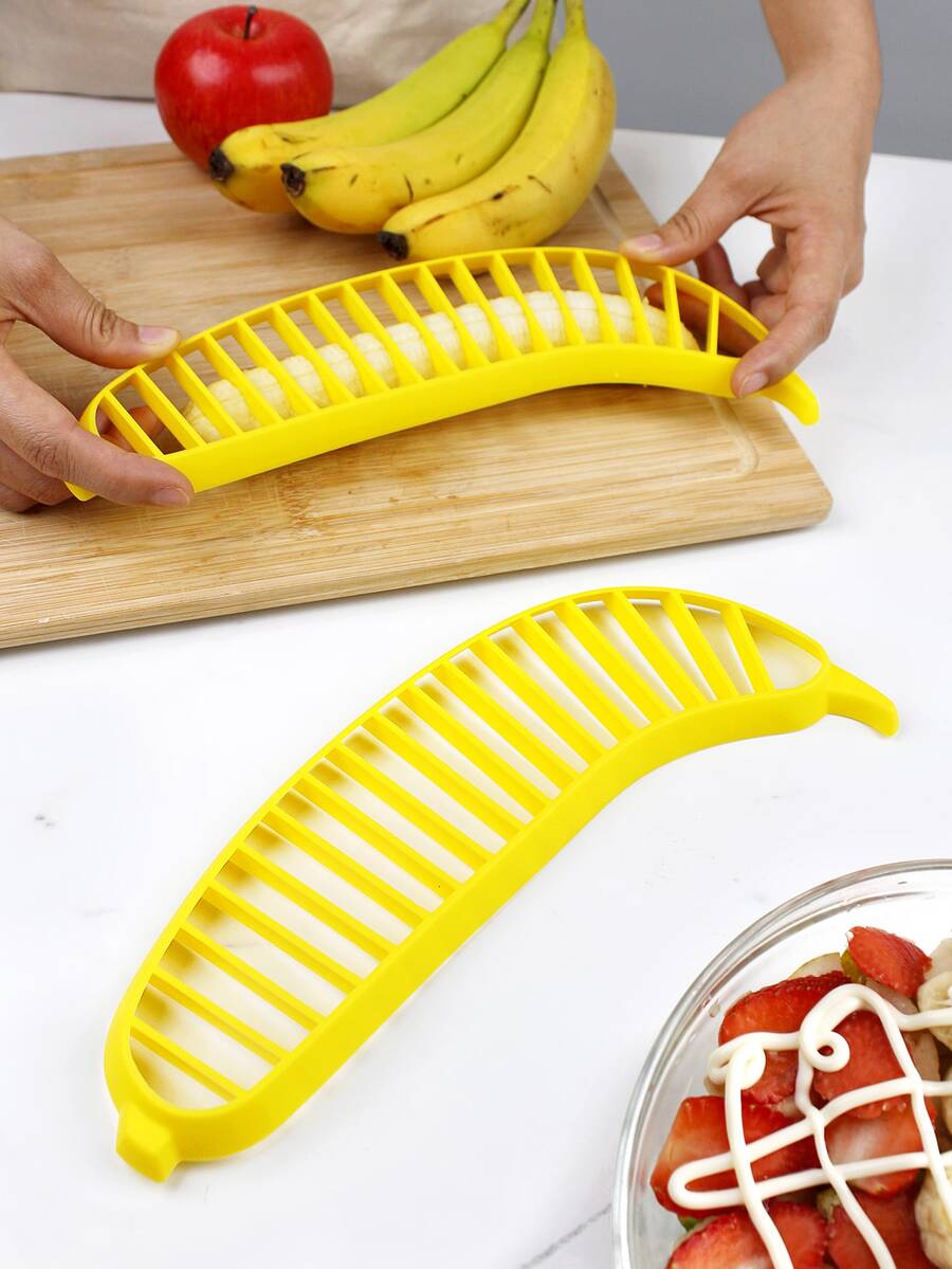 1pc Plain Plastic Banana Slicer, Yellow Banana Cutter For Kitchen ...