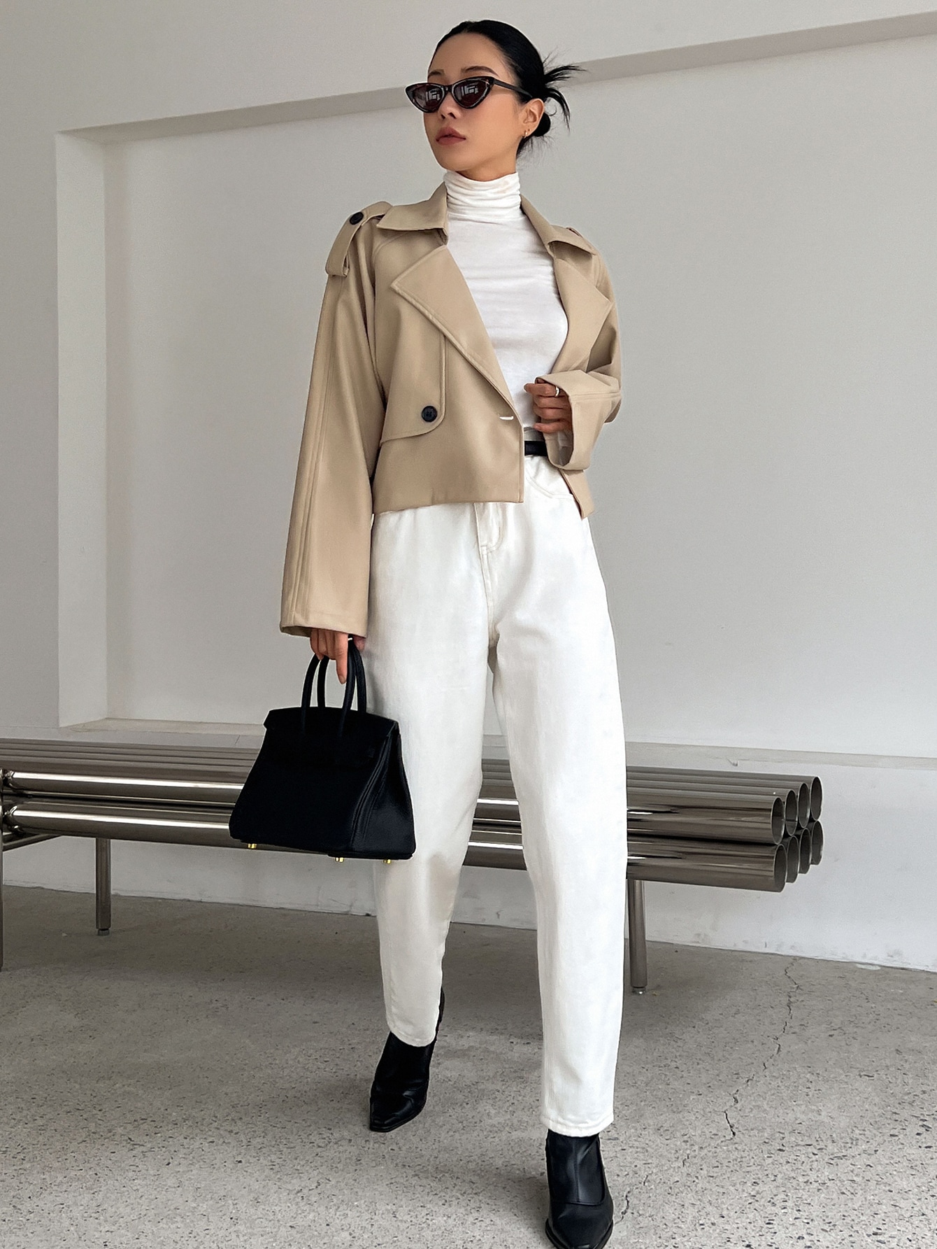 DAZY Kpop Raglan Sleeve Double Breasted Trench Coat | SHEIN USA