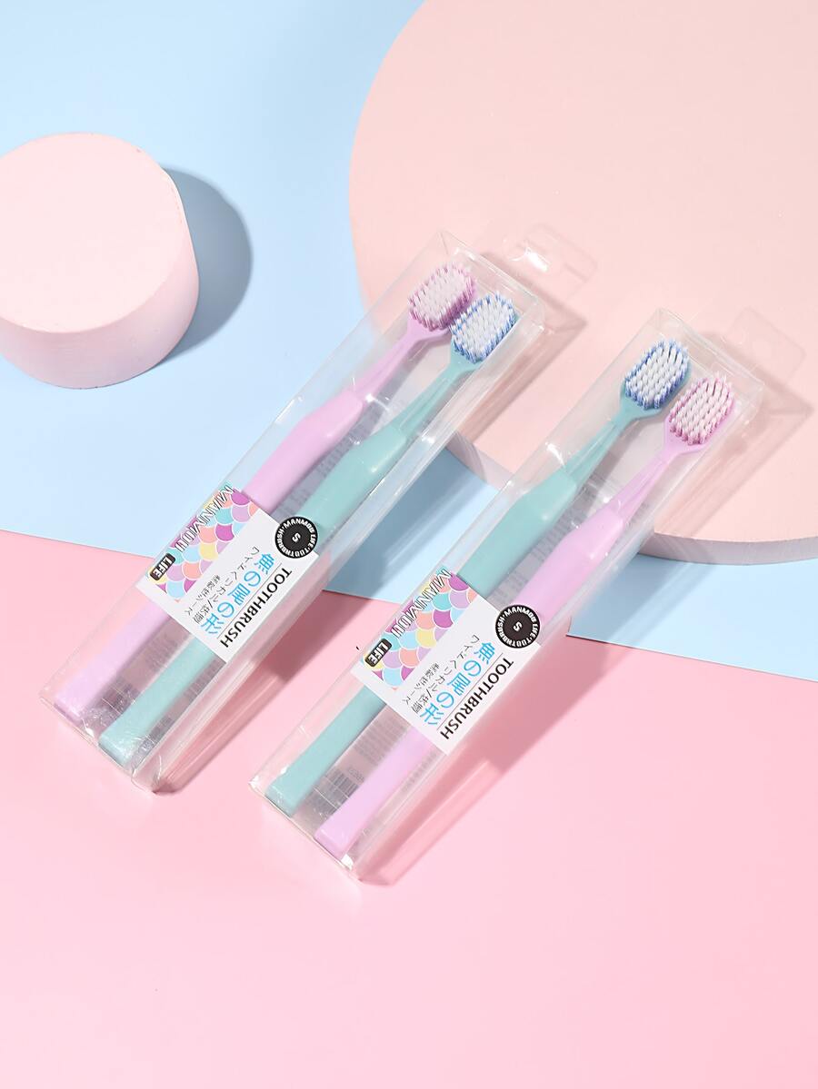 2pcs Solid Toothbrush | SHEIN USA
