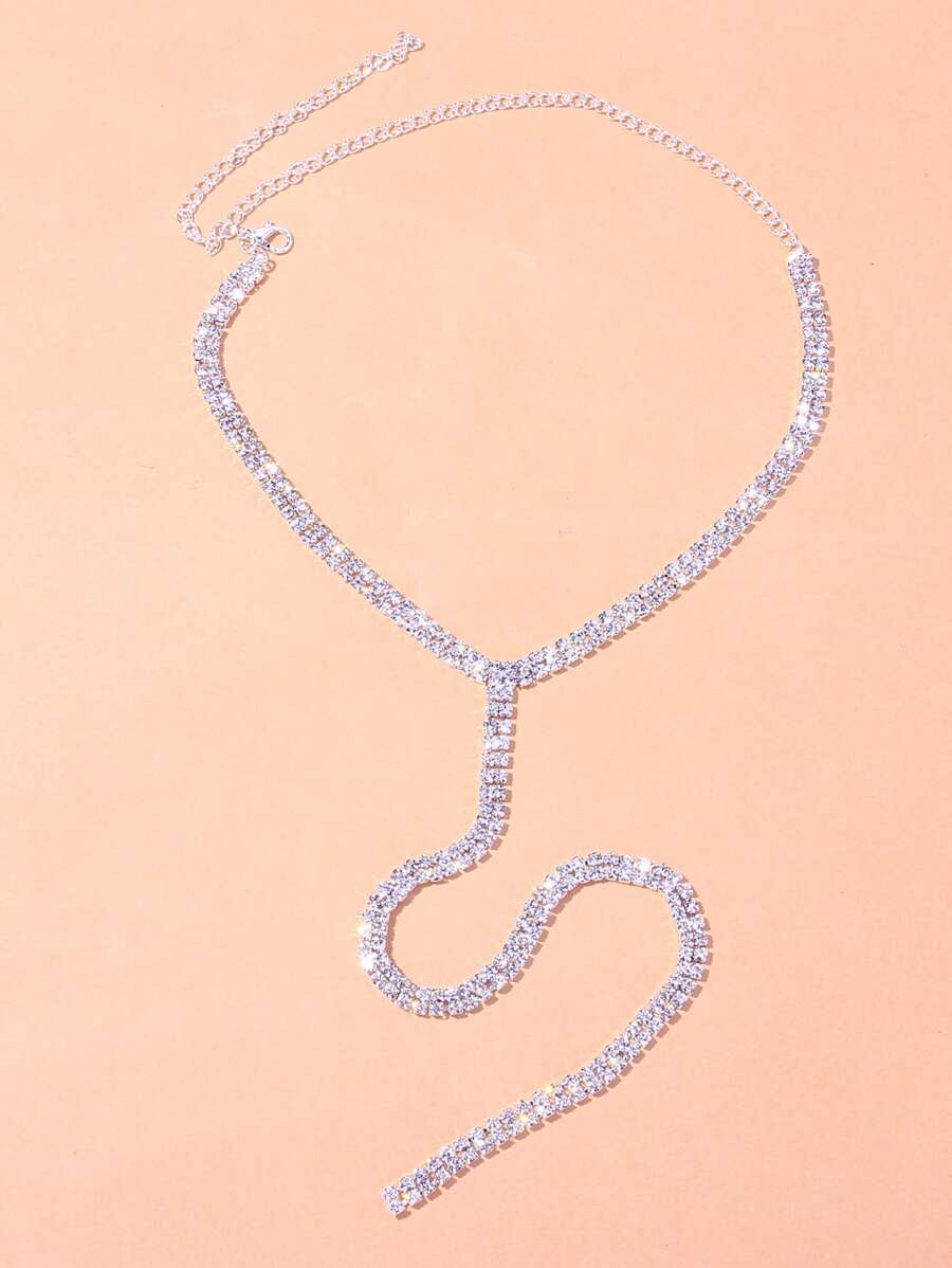 SHEIN X Lucía Bellido Rhinestone Decor Y Lariat Necklace for Sale ...