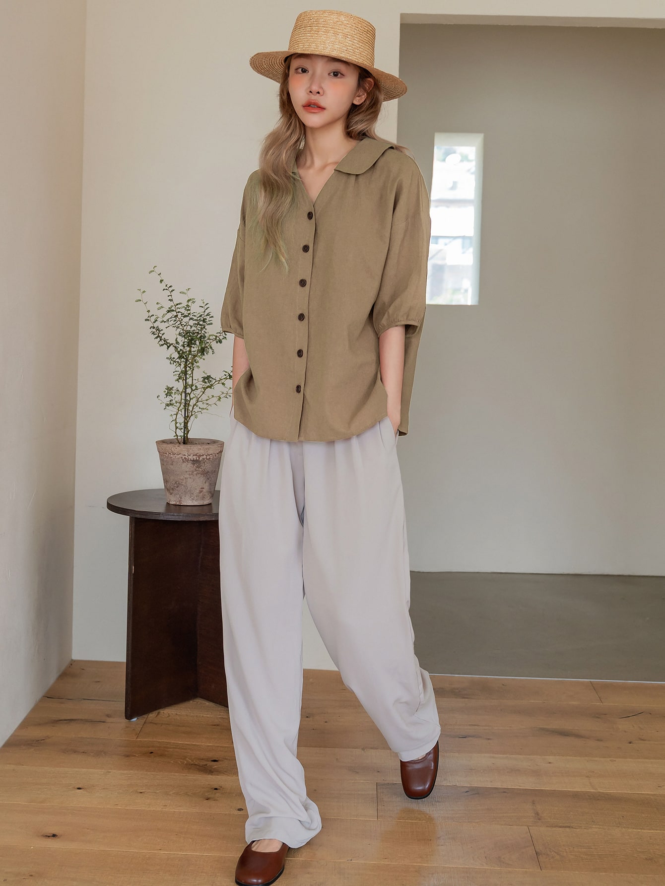 DAZY 無地ボタンシャツ | SHEIN JAPAN